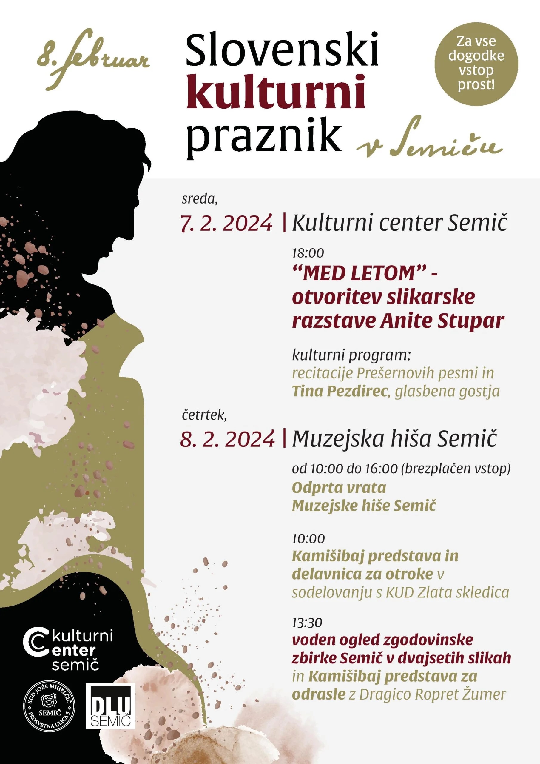 Slovenski kulturni praznik, otvoritev slikarske razstave Anite Stupar ...